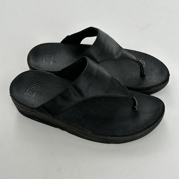 Fitflop | Shoes | Fitflop Womens Black T Strap Thong Sandal 75 Heel Us ...